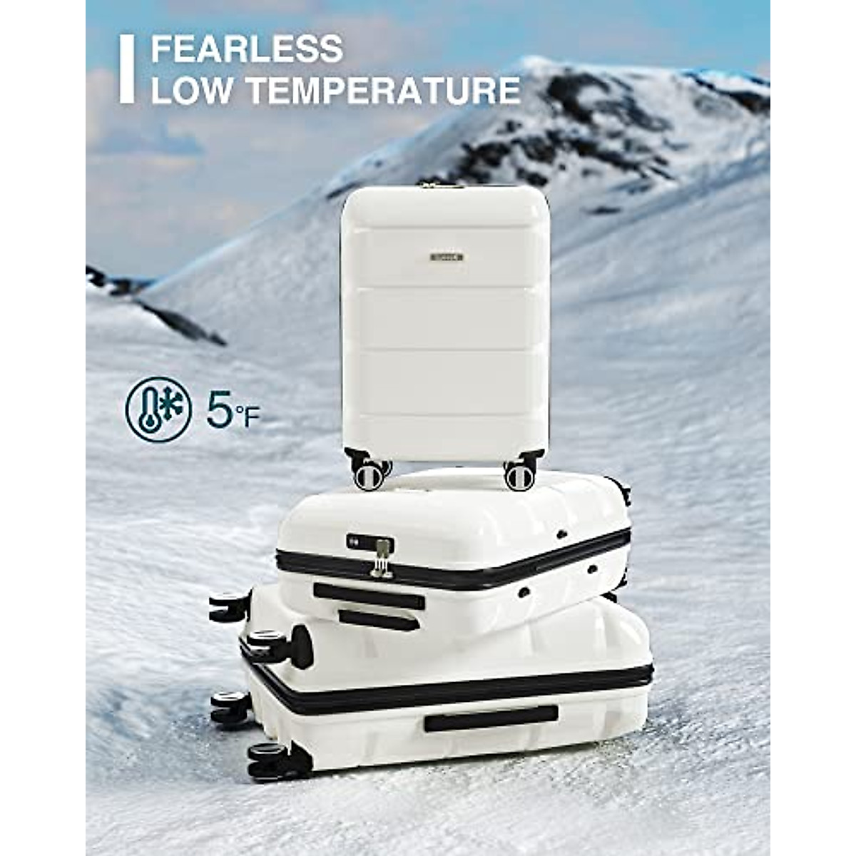 LUGGEX White Luggage Sets 3 Piece - Expandable Carry on Luggage Set with Spinner Wheels - Lightweight Versatile Shopping and Sightseeing.(White Suitcase)