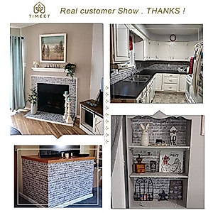 Timeet Grey Brick Wallpaper Peel and Stick Wallpaper 17.7" x 197" Self-Adhesive Film Brick Contact Paper 3D Textured Brick Wallpaper Removable Wallpaper for Room Wall Decoration