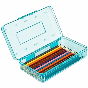 DANRONG Pencil Box, Large Capacity Pencil Case, Plastic Pencil Boxs for Kids Girls Boys Adults, Hard Crayon Box Storage with Snap-Tight Lid for School Office Supplies