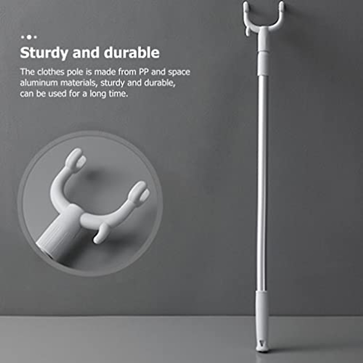 Homoyoyo Clothesline Outdoor Closet Hook Pole, Retractable 40 Adjustable Closet Pole Hook Telescopic Clothes Hook for Wardrobe, Clothesline, Hanger, Hanger Rod Metal Hangers