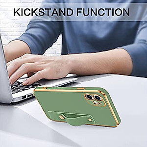 VENINGO iPhone 11 Case, Phone Cases for iPhone 11,Slim Fit Soft TPU with Adjustable Wristband Kickstand Scratch Resistant Shockproof Protective Cover for Apple iPhone 11 6.1 Inch 2019, Matcha Green