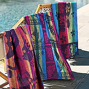 BolBom's Terry Cotton Beach Towel, Set of 6 Assorted Beach Towel, Oversize 30" x60” Quick Dry High Absorbent Towel for Beach,Travel,Swim,Pool,Yoga, Hotel,Parties,Guests & Perfect for Daily Use