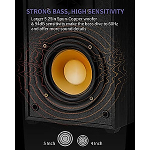 Starfavor 5.25” Passive Bookshelf Speakers Pair, 2-Way Home Stereo Speakers 50 watts RMS, 100 watts Peak Power, 5 inch Wired Audio Speakers for Home Theater -P5