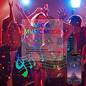 Vbakor 50Ft Smart Led Strip Lights with Music Sync, 5050 450LEDs RGB Strip Lights with Remote Controller, Sensitive Built-in Mic, App Controlled LED Lights Tape Lights for Home, Ceiling, Bedroom