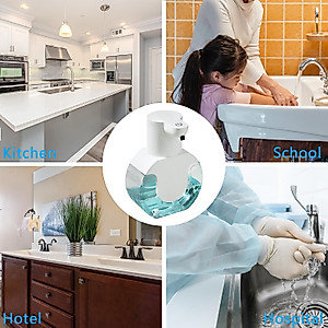 Automatic Foaming Soap Dispenser - 4 Gear Foaming Adjustable, Wall Mounted Sticker Available - 13.5oz/400ML Touchless Hand & Dish Soap Dispenser for Bathroom Kitchen White