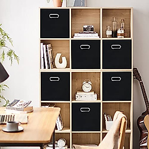 Yunkeeper 11 Inch Cube Storage Bins ,Black Fabric Cubes Organizer Baskets with Handle, Foldable Basket for Closet or Collapsible Storage Box, 11x11x11 Set of 2 (Black )