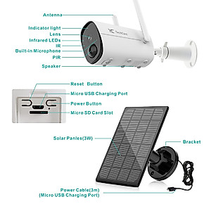 Solar Security Cameras Wireless Outdoor for Home Security, Battery Powered 2.4G WiFi Camera, 1080P HD Night Vision Camera with Solar Panel, PIR Motion Detection, IP65 Waterproof, 2-Way Talk, SD/Cloud
