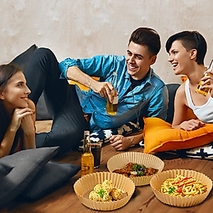 Moretoes 100 Pcs 6.3 Inch Round Air Fryer Disposable Paper, Non-Stick Parchment Cooking Paper for Microwave, Oil Resistant Waterproof Paper Liner for Frying Baking Cooking Roasting