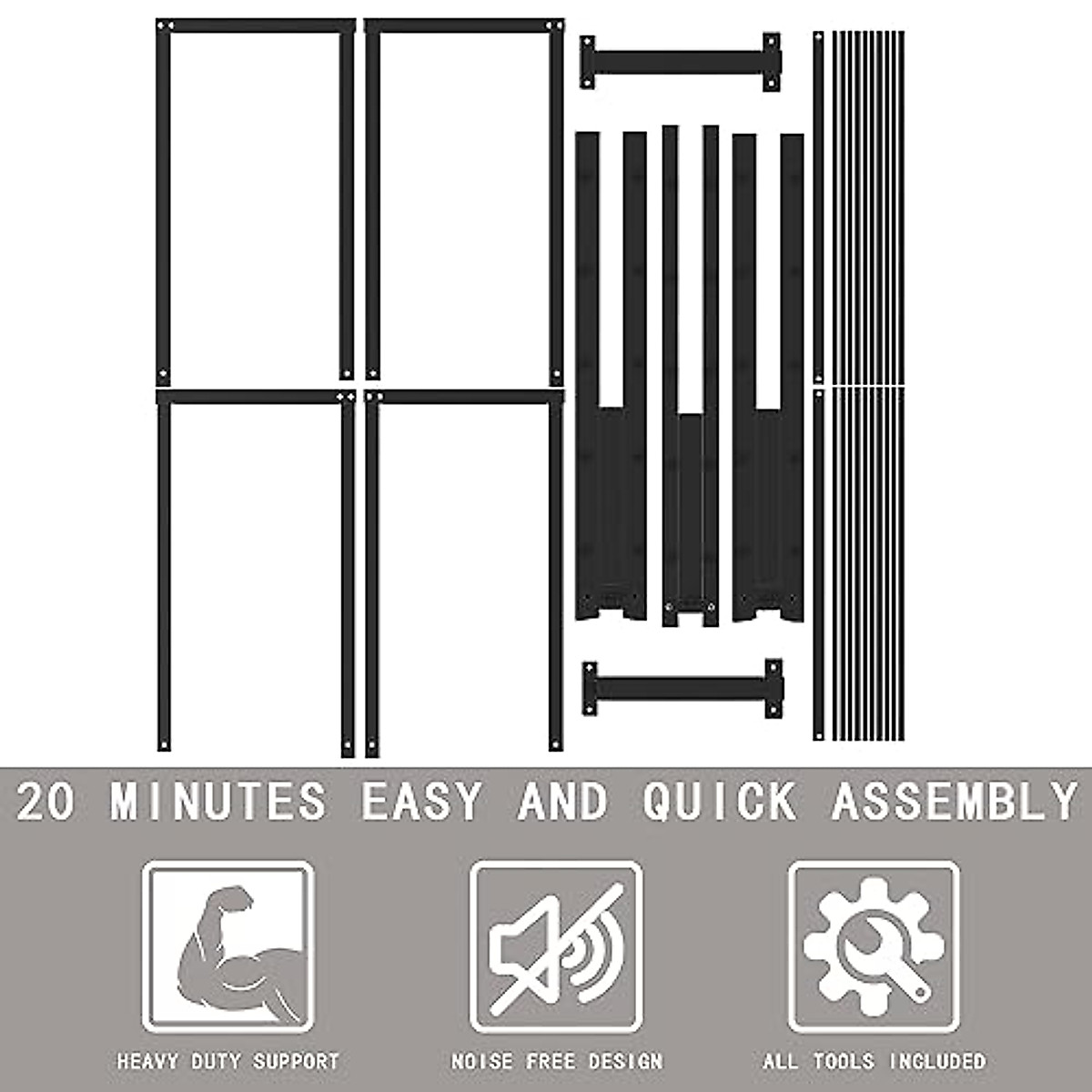 XINXINYAN 14 Inch California King Bed Frame, No Box Spring Needed, Heavy Duty Metal Platform Cal King Bed Frame, Strong Steel Slats Support, Noise Free, Easy Assembly, Black