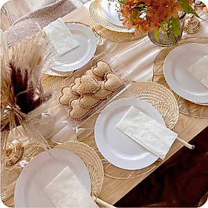 TAGREE Wedding Raffia Fans for Guest - Wedding Gift Idea for Couple & Fan Wall Decor & Boho Wall Decor (White with Straight Handle (Set of 12))