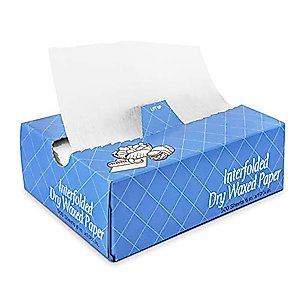 [500 Pack] Interfolded Food and Deli Dry Wrap Wax Paper Sheets with Dispenser Box, Bakery Pick Up Tissues, 6 x 10.75 Inch