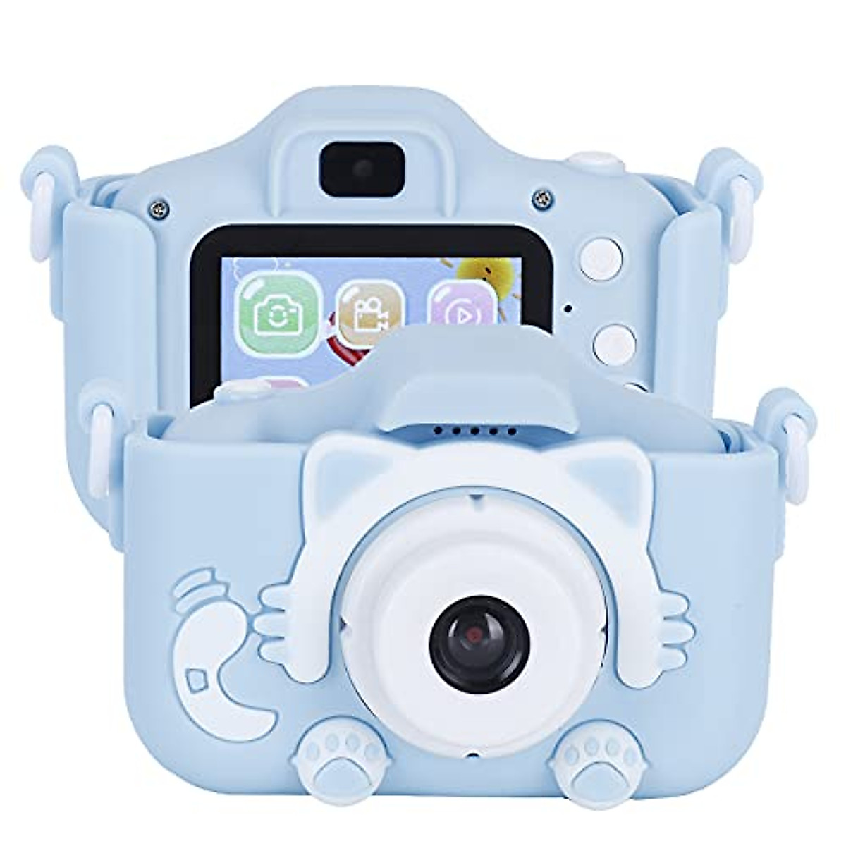 Digital Camera,Toddler Camera,Children Camera 40MP Cartoon Cat Photograph Camera,Anti-Drop Children Cartoon Selfie Dual Camera with Puzzle Games Birthday Gifts(Blue)