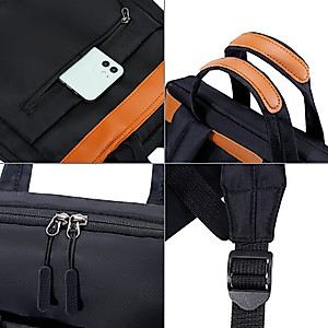 E-Tree Laptop Backpack Small Size,Slim Lightweigh Casual Computer Bag for 13-15.6 inch, Daypack Work Purse for Women Black (with Phone Pouch)