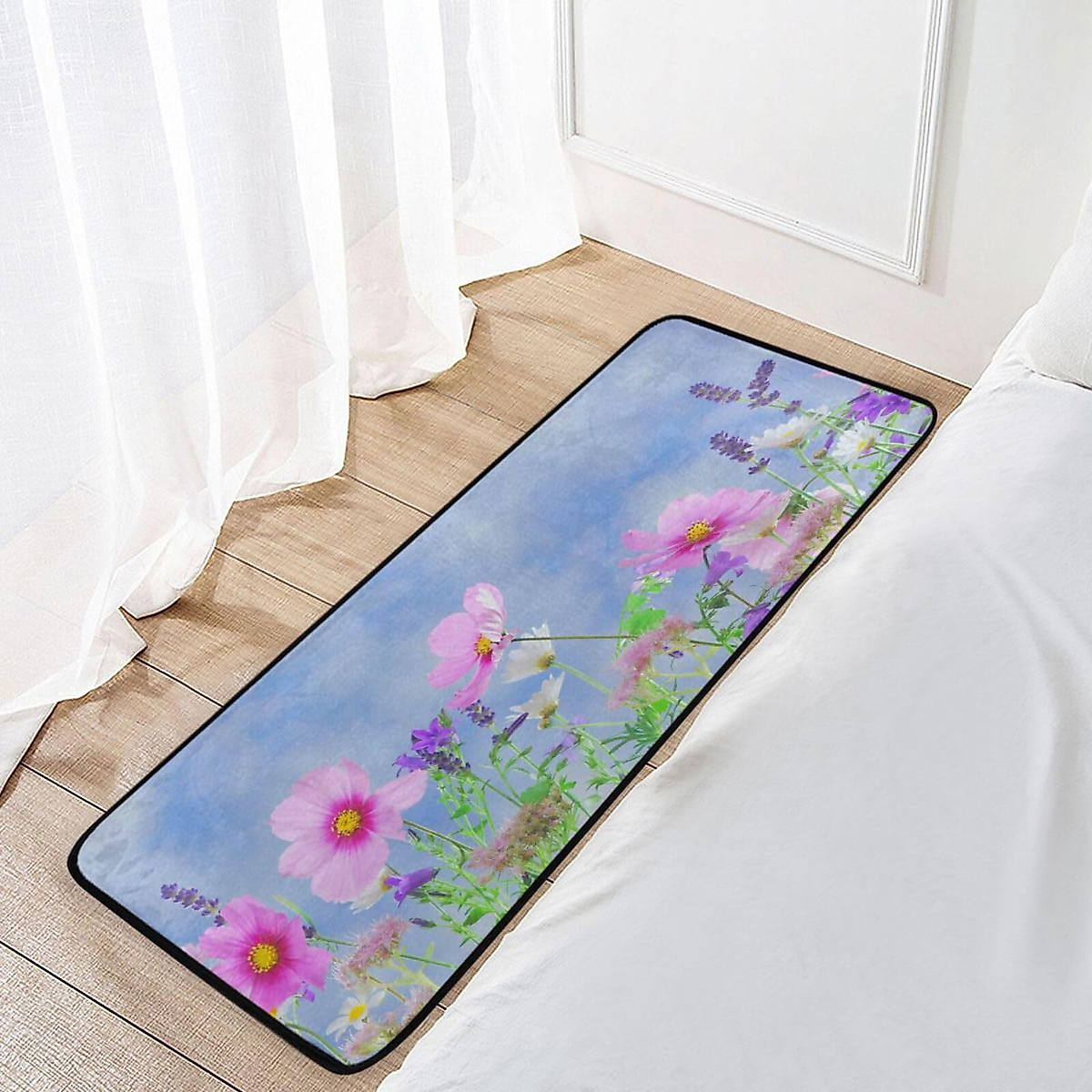 Tatenale Kitchen Mat Washable Non Slip Kitchen Rugs for Floor Standing Home Office Hallway Laundry 39x20Inch Purple Floral