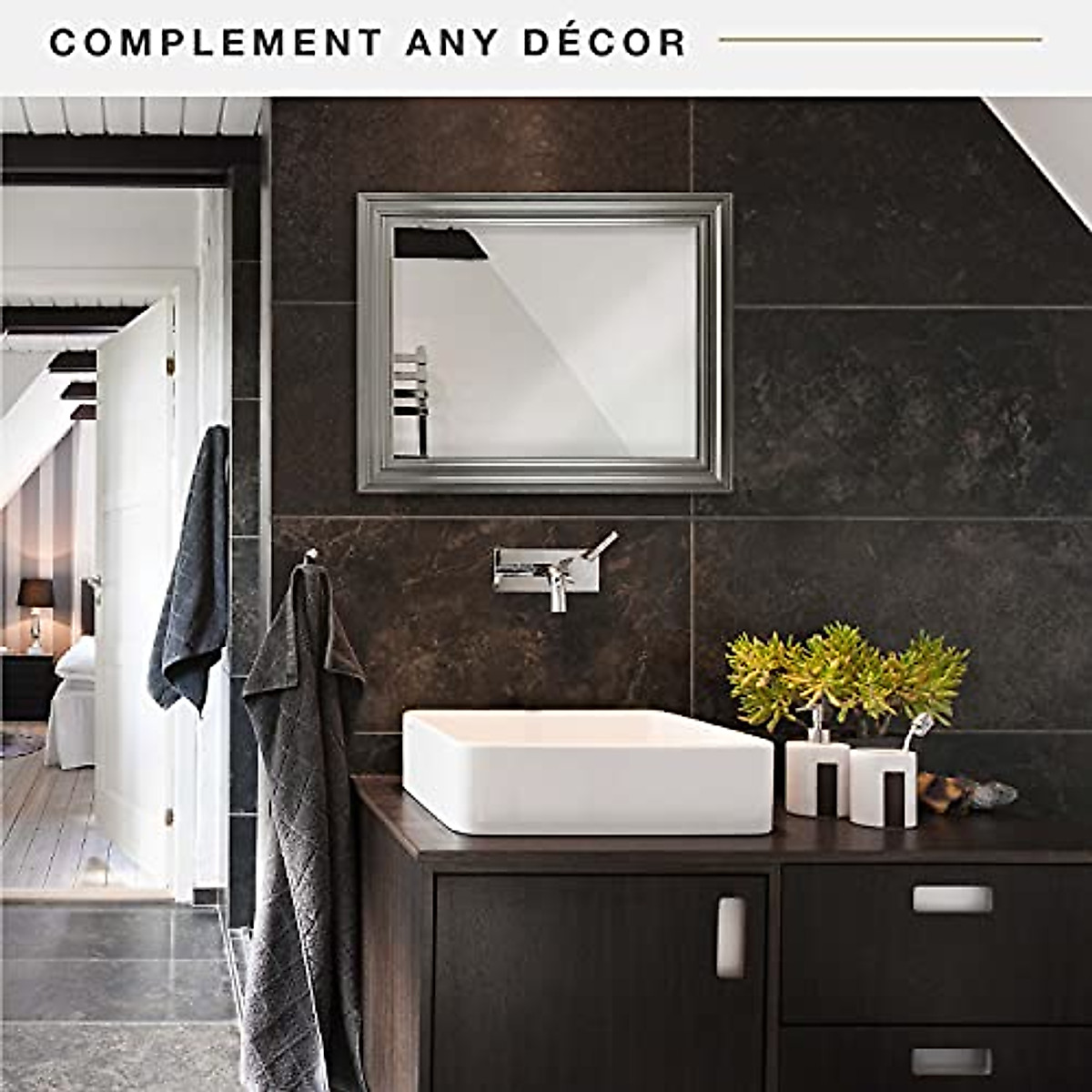 MCS Ezra Wall Mirror, Brushed Nickel, 22.66 x 28.66 in