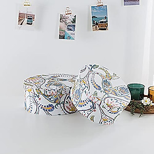 Soul & Lane Decorative Cardboard Storage Boxes with Lids, Paisley Charm - Set of 2: Floral Keepsake Boxes for Women, Oval Nesting Gift Boxes, Paperboard Pretty Storage Boxes for Shelves