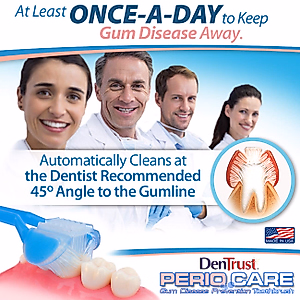 DenTrust 4-PK Periocare 3-Sided Toothbrush | Gentle Gum Massage | Ultra Soft for Sensitive Gums | Made in USA | Tongue Scraper