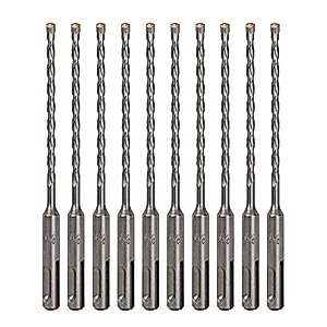 Sabre Tools 10-Pack SDS Plus 3/16" x 6" Rotary Hammer Drill Bits, Carbide Tipped for Brick, Stone and Concrete