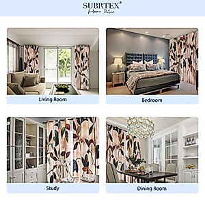 subrtex Printed Curtains Room Darkening for Bedroom Living Room Kids Room Dining Room Valance Colorful Window Drapes 2 Panel Set (52'' x 63'', Brown)
