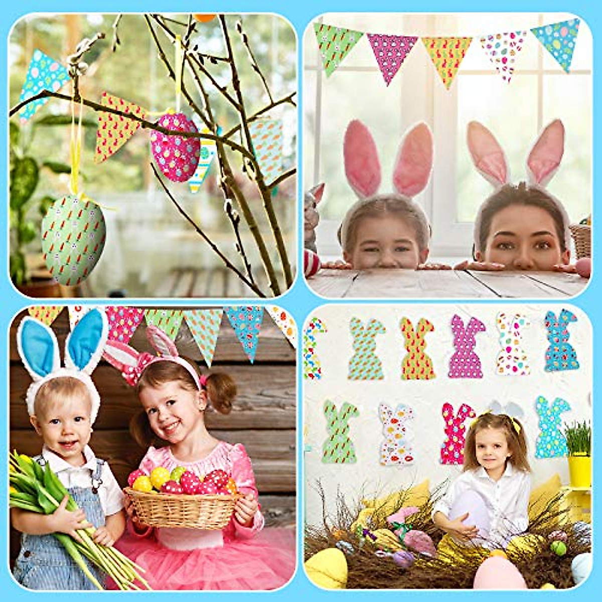 10 Pieces Easter Day Fabric 10 x 10 Inch Egg Rabbit Carrot Printed Fabric Easter Sewing Quilting Fabric DIY Easter Themed Patchwork Bundles for Sewing Handicrafts Decorations Making, 10 Patterns