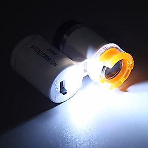 Portable 60 X Clearer Imaging Wide Irradiation Range Microscope with Money Detect Function[White], Handheld Mini LED Illuminated Microscope, Magnifying Glass Microscope Pocket Microscope Mini Mic