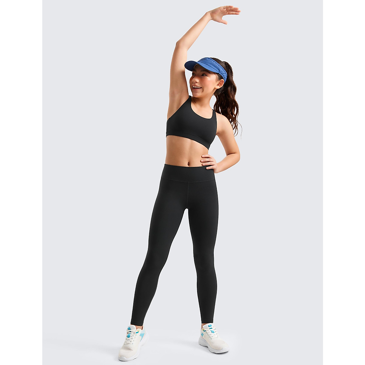 CRZ YOGA Girls Butterluxe Full Length Athletic Leggings - Kids High Waist Lounge Pants Active Dance Running Yoga Tights Black Medium