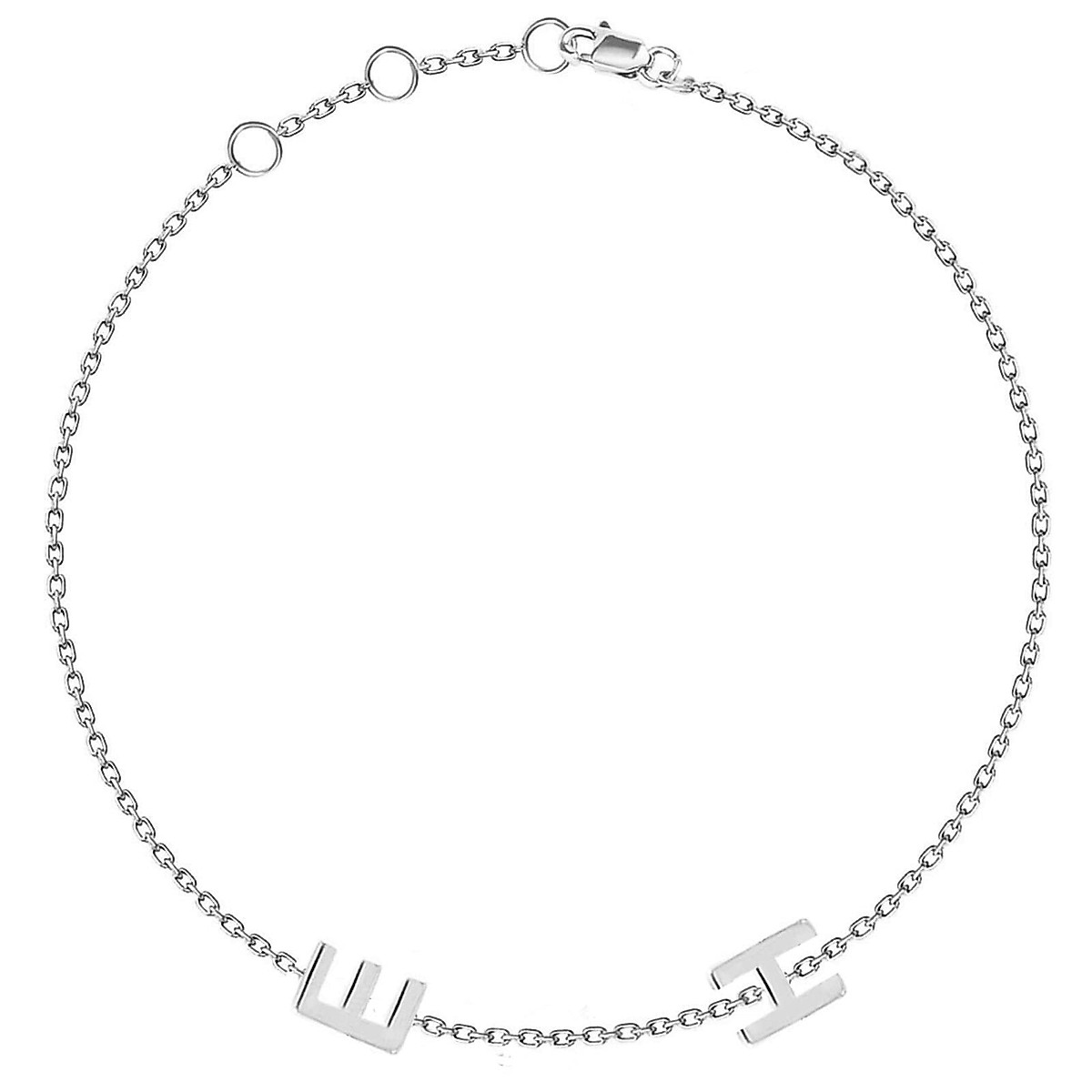 14k Gold or Silver Personalized Sideways Initial Letter Bracelet - Customize Your Solitaire Diamond Bracelet - Ideal Gift for Birthday, Weddings, Christmas, Engagements, Anniversaries