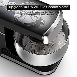 Stand Mixer, 1000W Kitchen Mixer Electric Food Mixer, 6 Speeds with 304 Stainless Steel Bowl Tilt-Head Dough Mixer, Dough Hook, Whisk, Beater, Splash Guard & Scraper