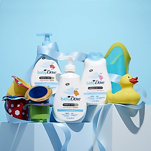 Baby Dove + Nuby Splish Splash Bathtime Gift Set Body Wash, Shampoo, Lotion, Hot Safe Bath Duck, Stacking Cups and Tear-Free Rinse Pail Baby Dermatologist Tested