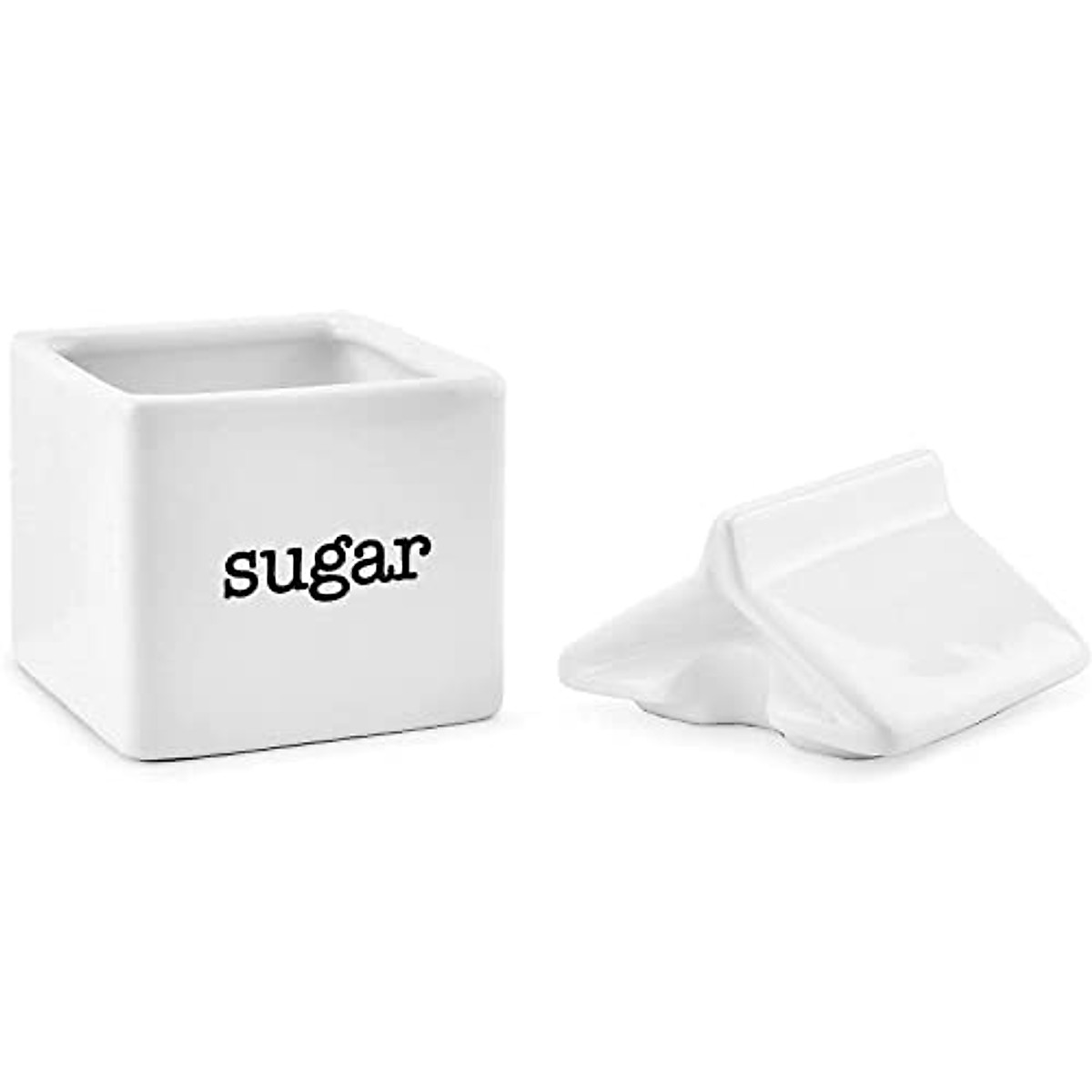 Darware Sugar and Creamer Set, Milk Carton Shaped White Ceramic Cream Jug and Sugar Bowl