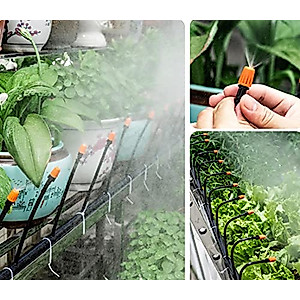 Yulaiyoen 50 Pcs Drip Irrigation Spray Emitters, Adjustable Atomizing Nozzles,1/4 Inch Drip Irrigation Parts Sprayers Drippers for Garden Greenhouse Agricultural Irrigation Patio Misting