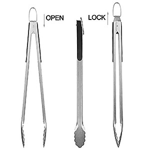 grilljoy 8PCS Heavy Duty BBQ Grill Tools Set with Extra Thick Stainless Steel Spatula, Fork, Tongs & Cleaning Brush - Complete Barbecue Accessories Kit with Portable Bag - Perfect Grill Gifts for Men