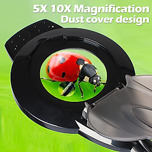 5X & 10X Magnifying Glass with Light, KIRKAS 2,200 Lumens Dimmable 10X Mother-Child Real Glass Lens LED Magnifying Lamp with Clamp, Lighted Magnifier Light for Close Work, Reading, Repair, Hobby-Black