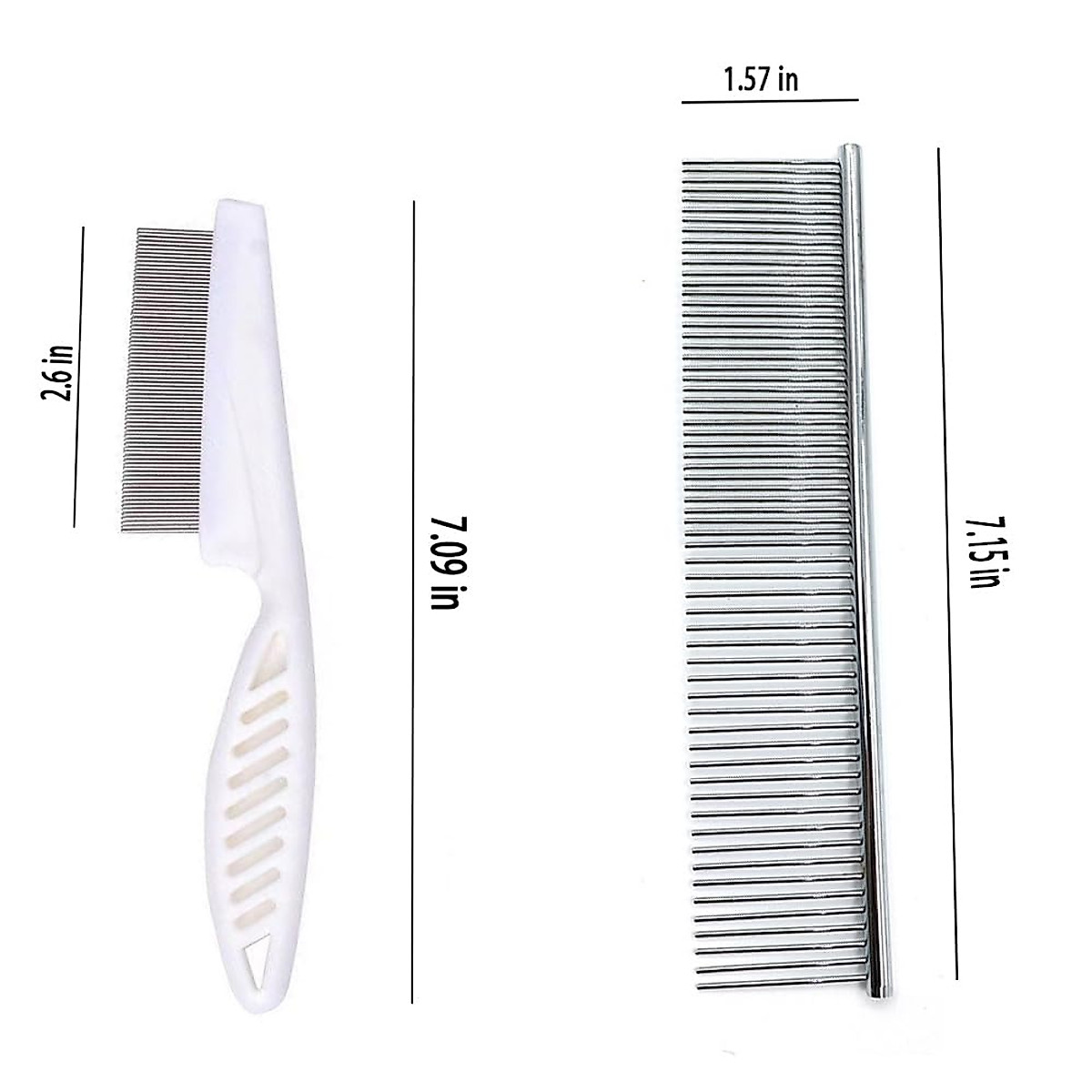 2Pack Flea Comb and Stainless steel comb Use grooming with dog and cat hair For Facial Cleaning and Grooming Flea Lice Comb
