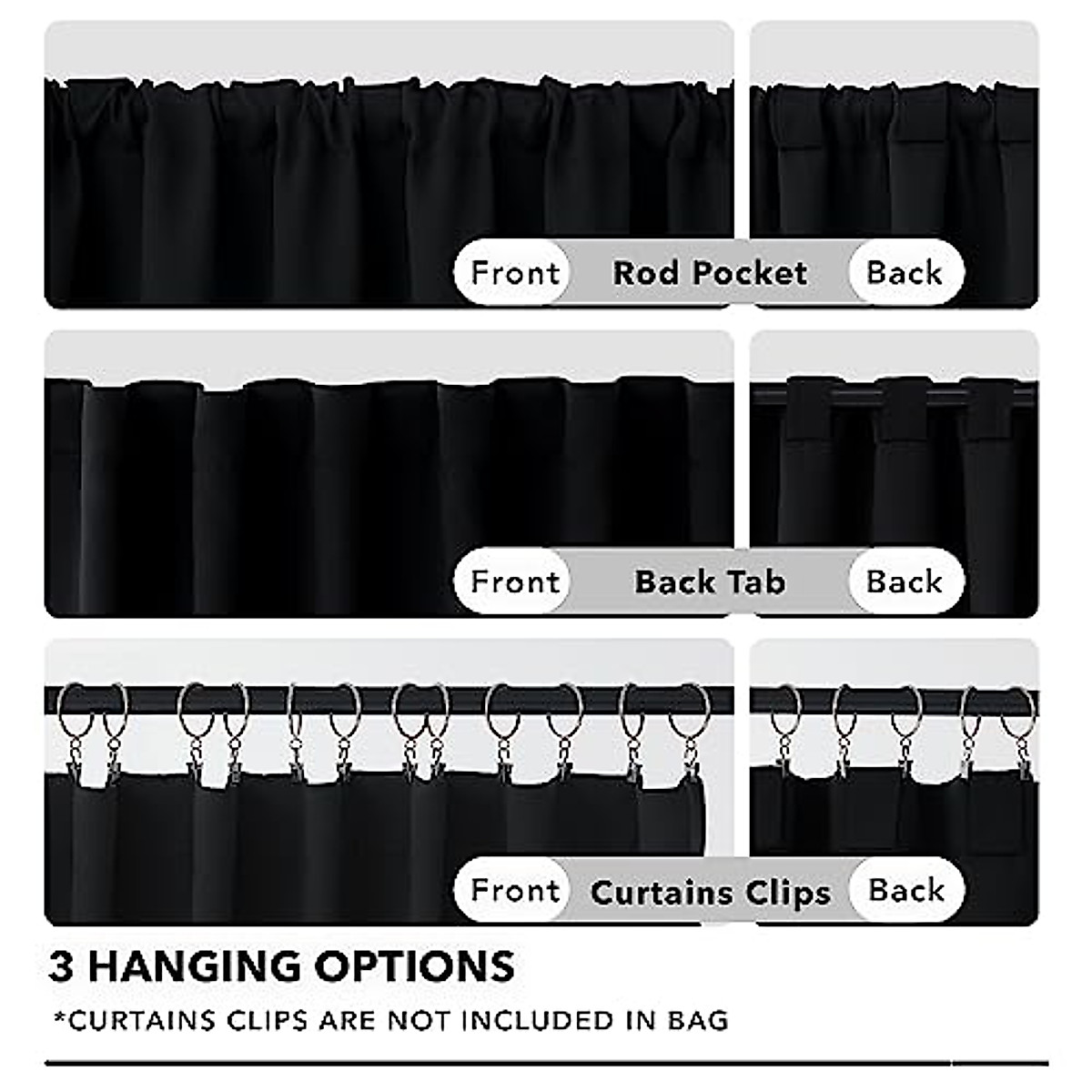 Deconovo Blackout Curtains 84 Inches Long, Black Blackout Curtains for Bedroom - 2 Panels, 52x84 Inch, Room Darkening Curtains for Living Room, Back Tab and Rod Pocket Black Curtains