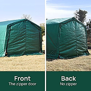 walnest Auto Storage Shelter Car Garage Steel Heavy Duty Carport Canopy Metal Frame Tent Waterproof (10×10×8ft, Green)