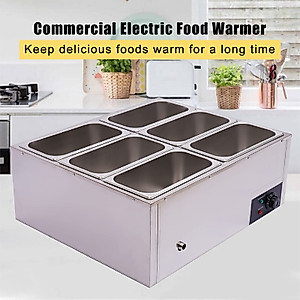 850W Electric Commercial Food Warmer Steam Warmer for Parties Buffets with 6 Pot Stainless Steel Steam Table, Buffet Server for Catering and Restaurant …