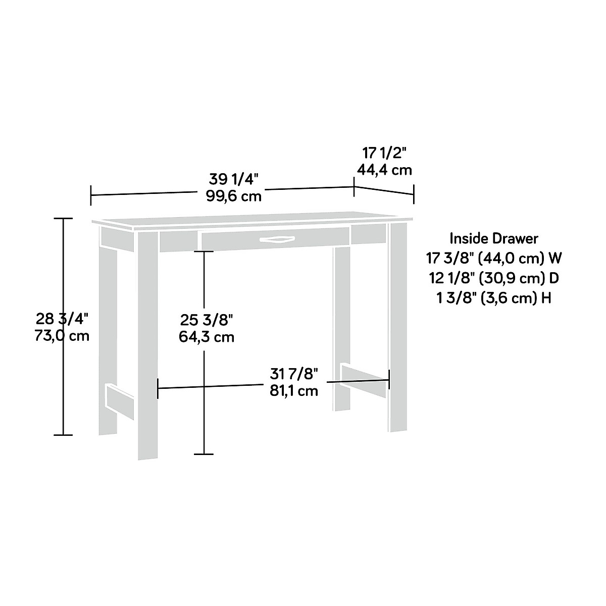 Sauder Beginnings Writing Table, Cinnamon Cherry finish