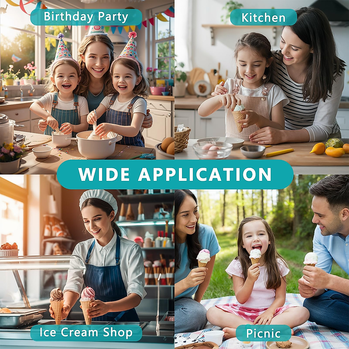 Ice Cream Containers,Silicone Ice Cream Tub Containers for Homemade Ice Cream, 1.5 Quart Ea. Stackable Storage Containers Perfect for Homemade Sorbet, Frozen Yogurt, Stores Easily In Freezer