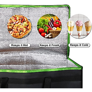 musbus XXXL-Large Insulated Grocery shopping bags, Green, reusable bag,thermal zipper,Collapsible,tote,cooler,food transport hot and cold,camping,Recycled Material delivery groceries