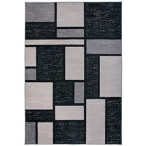Rugshop Contemporary Modern Boxes Design Area Rug 6'6" x 9' Gray