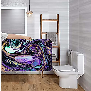 Dexsawoi 4-Piece Purple Marble Shower Curtain Set with Non-Slip Purple Blue Crystal Mineral Marble Carpet, Toilet lid, and Bath mat. Bathroom Curtain with 12 Hooks 72 x 72 inches