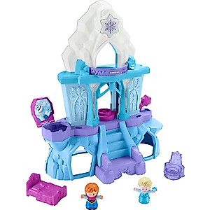 Disney Frozen Toy, Little People Playset with Anna and Elsa Toys Lights and Music for Toddlers, Elsa's Enchanted Lights Palace