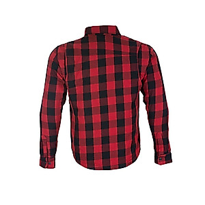 Mens Motorcycle Lightweight Waterproof CE armor Blk/Red Checkered Flannel Riding Jacket Shirt (as1, alpha, xx_l, regular, regular, XX-Large)
