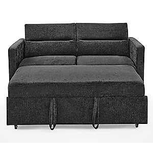 YUNLife&Home Modern Upholstered Futon Loveseat Sofa Convertible to Sleeper Sofá Bed,Love Seat Chaise Lounge Couch Chair 2-Seat with Adjustable Backrest for Living Room Apartment Small Space