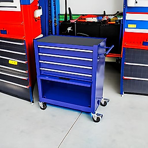 Tool Cart on Wheels 24.4in，4 Drawers Rolling Tool Box，Locked Drawers Storage Organizer Cabinet for Garage, Warehouse, Repair Shop, Workshop