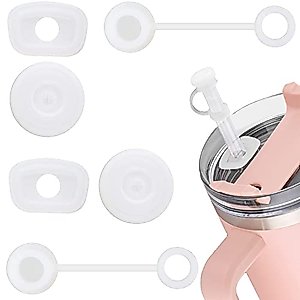 Silicone Spill Proof Stopper Set of 3, Compatible with Stanley 1.0 40oz/ 30oz Cup, Spill Stopper Set with 2 Straw Cover Cap, 2 Square Spill Stopper and 2 Round Leak Stopper
