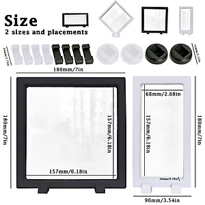 8 Packs 3D Floating Frame Display Case INLAZYTIM Coins Display Holder Stands for Jewelry, 7 Inch Transparent PE Film Jewelry Storage Box with Base for Challenge Coins, AA Medallions