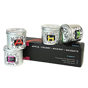 TMKEFFC Wood Chips 4 Pack 16 Oz, For Smoking Gun, Hand-held Smoke gun Smoker Infuser, Sawdust for Smoked Drinks, Food, Cocktails, Cheese, Desserts (Apple, Cherry, Hickory, Mesquite)