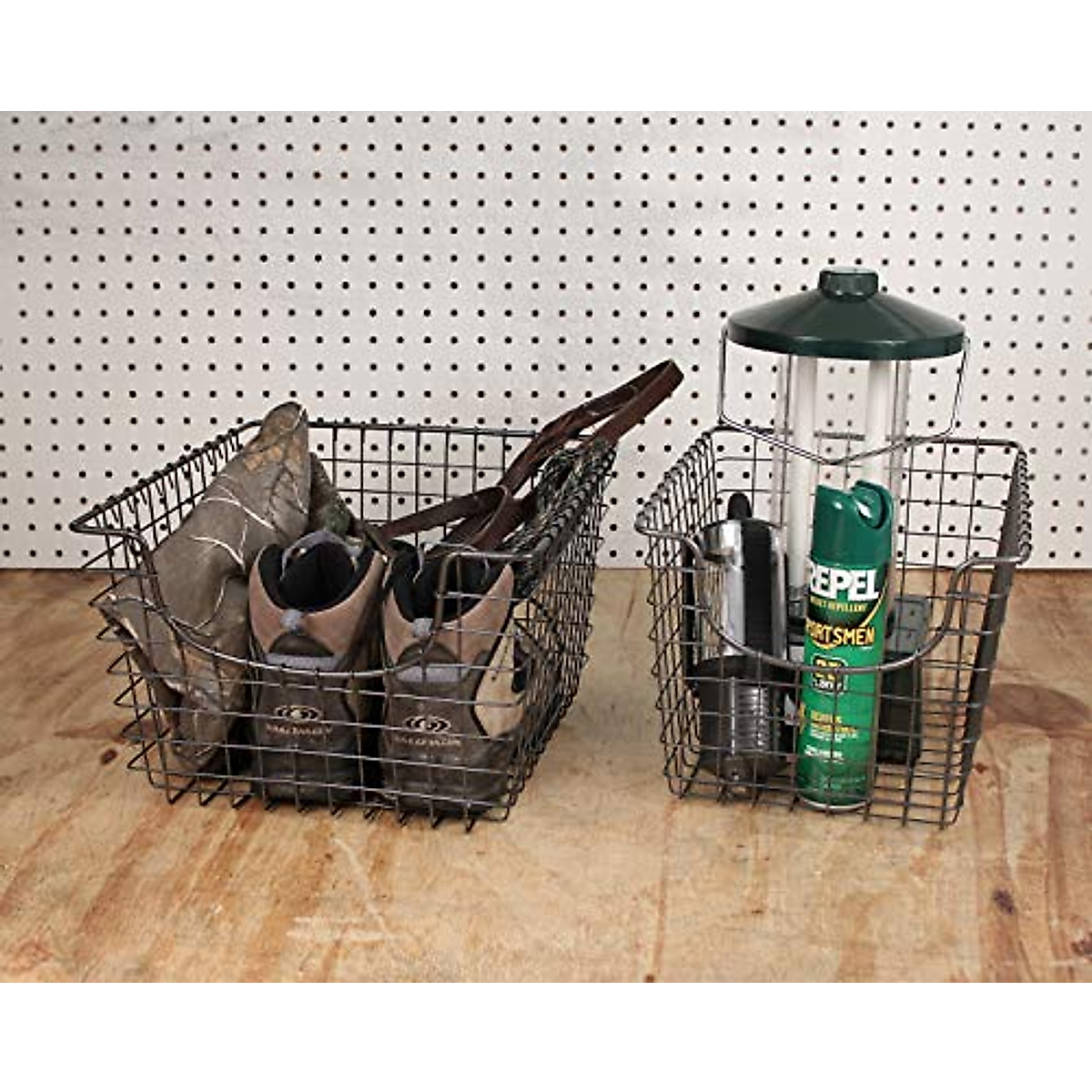 Spectrum Diversified Scoop Wire Basket, Vintage-Inspired Steel Storage Solution for Kitchen, Pantry, Closet, Bathroom, Craft Room & Garage, Small, Industrial Gray